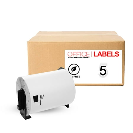 5 Rolls of DK-1241 Compatible Labels for BROTHER 4" x 6" (101mm x 152mm ...