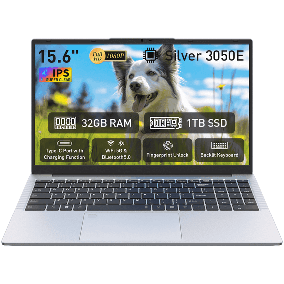 Auusda 15.6" Student Laptop, 3050E CPU 16GB RAM 1TB SSD, Fingerprint ...