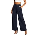 Asgosdo Pants for Women High Waisted Pleated Wide Leg Solid Color ...