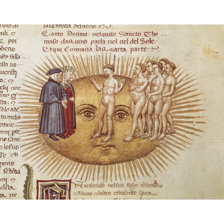 Dante And Beatrice In The Sun With The Theologians. Miniature Painting ...
