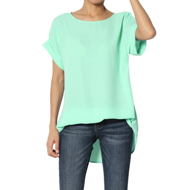 TheMogan Women's S~3XL Cuffed Dolman Short Sleeve Loose Chiffon Top ... TheMogan Women's S~3XL Cuffed Dolman Short Sleeve Loose Chiffon Top ...