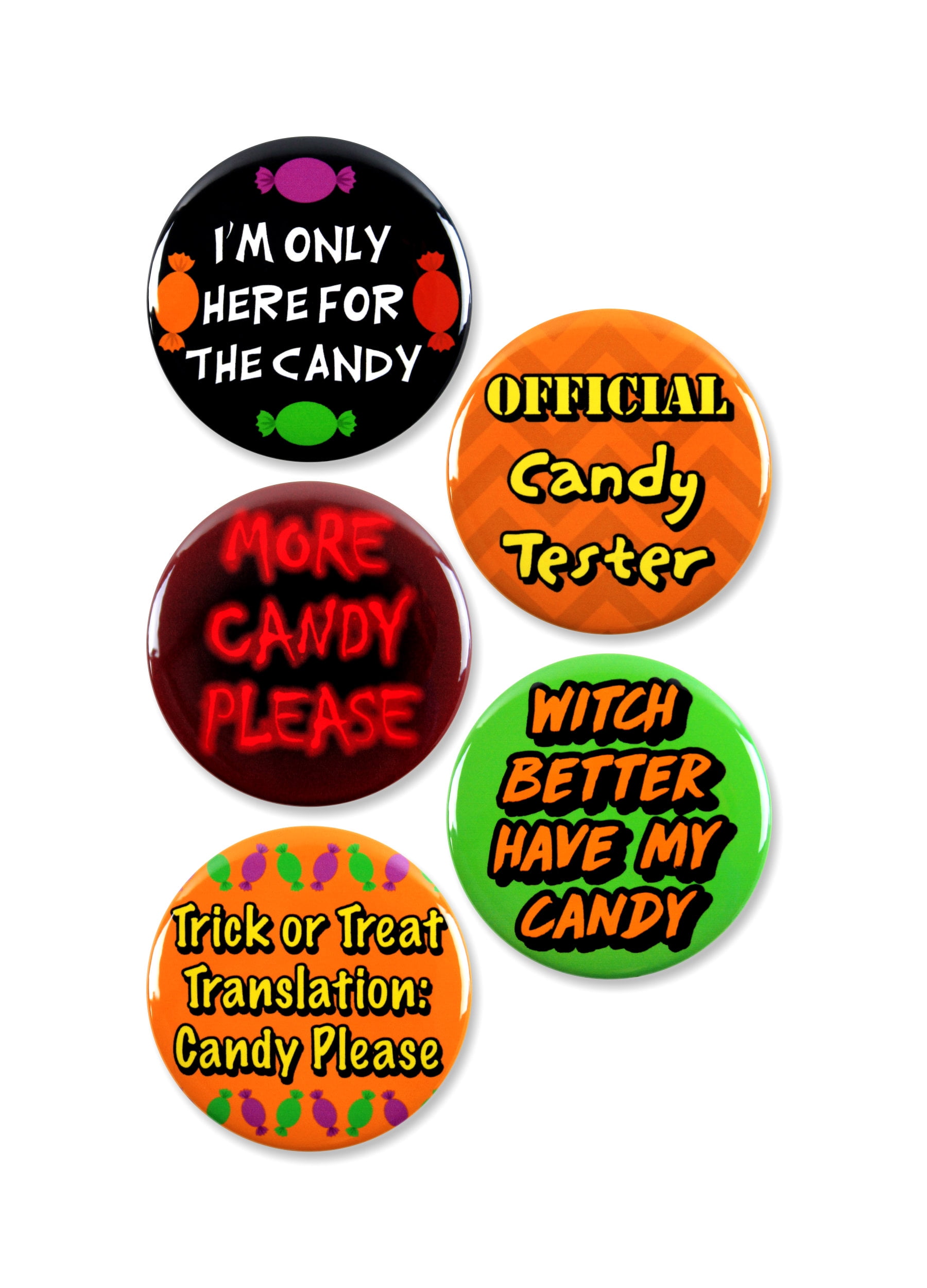 5 Pack - Candy Monster Halloween Pinback Buttons - 2.25 Inch - Walmart.com