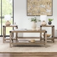 Walker Edison 3-Piece Rustic Wood & Metal Coffee Table Set - Grey Wash ...
