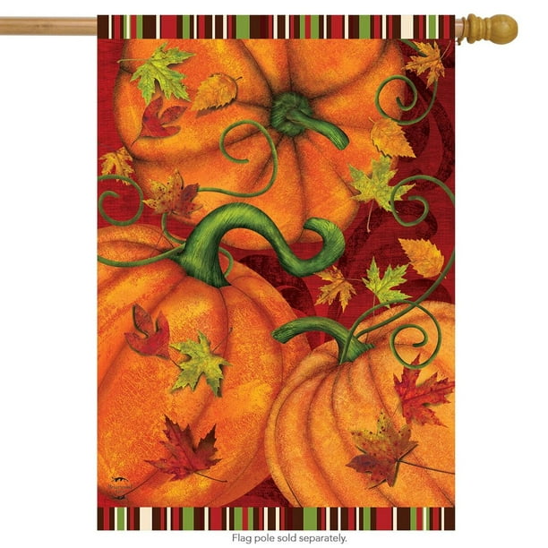 Pumpkin Patch Fall House Flag Autumn Primitive 28" x 40" Briarwood Lane ...