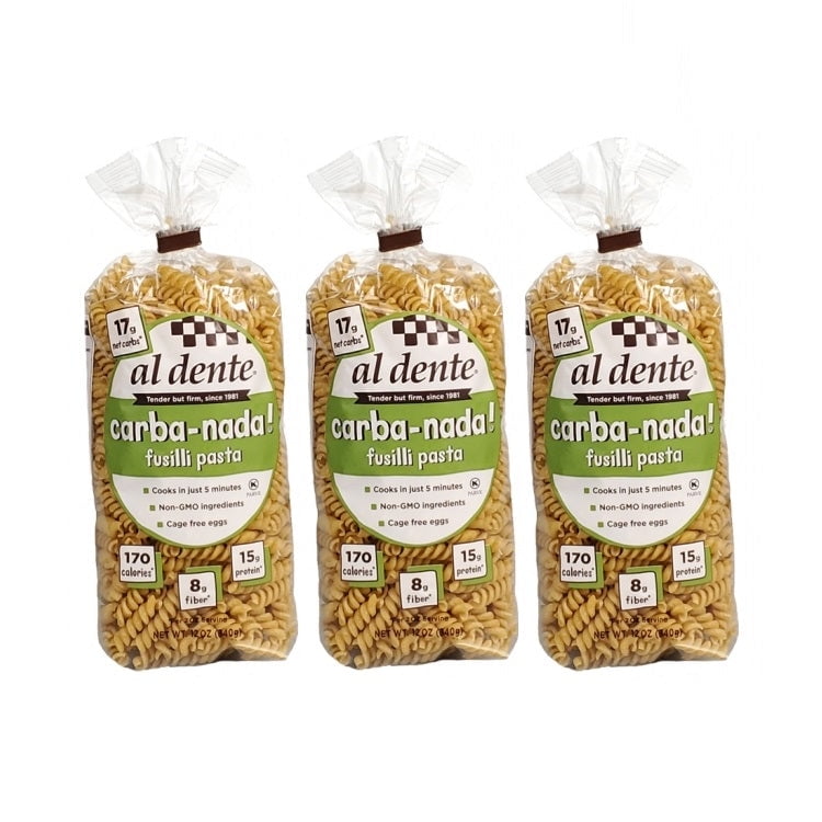 Carba-Nada Reduced Carb Pasta by Al Dente Pasta Company - Fusilli (12oz ...