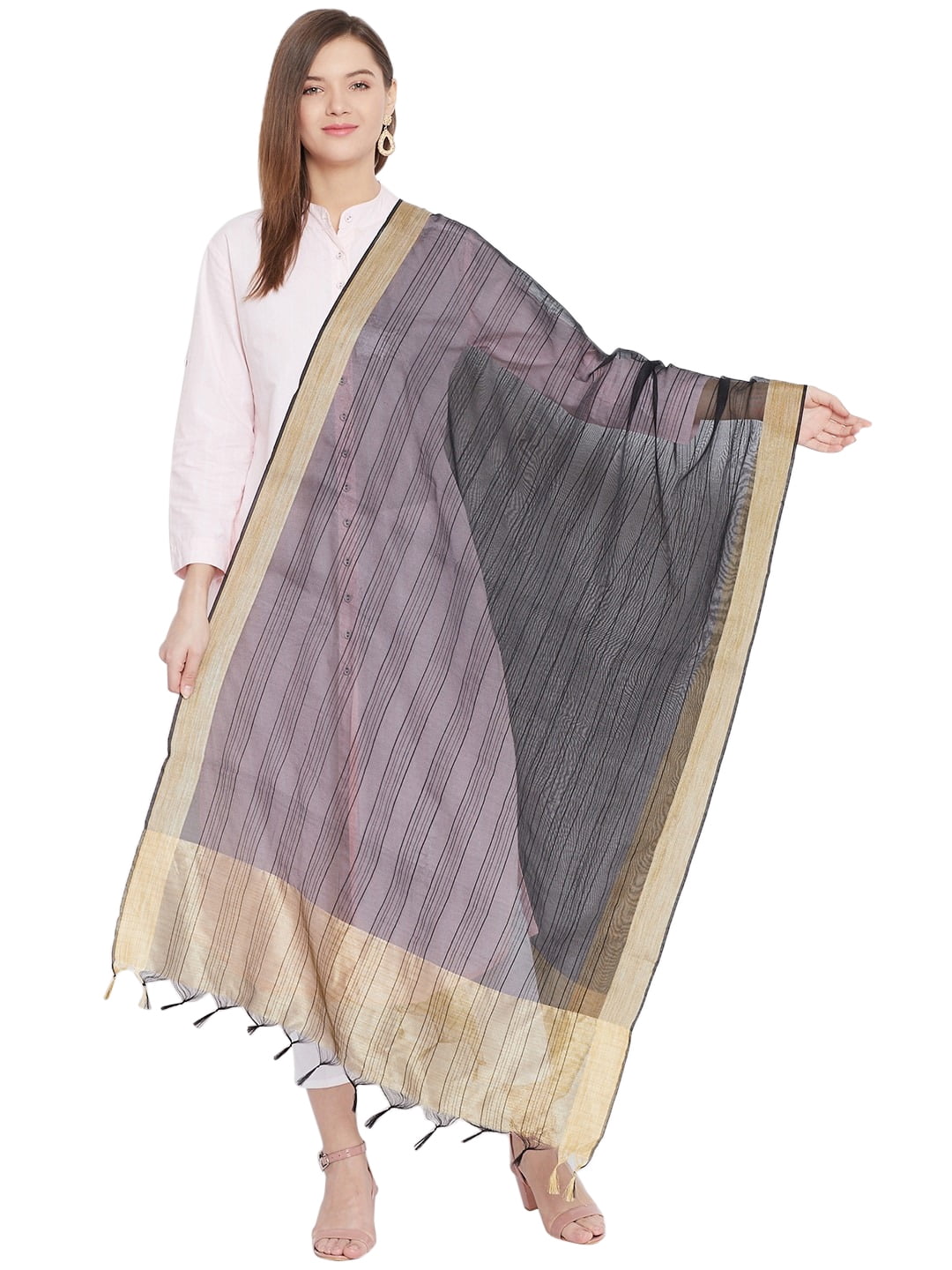 eloria Plain Black Woman's Indian Ethnic Chunni, Dupatta, Stole, Scarf ...