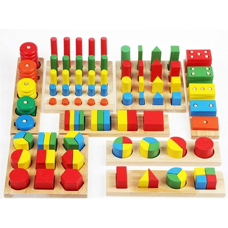 Wooden Sorting Game with Geometric Shapes for Stacking, Sorting and ...