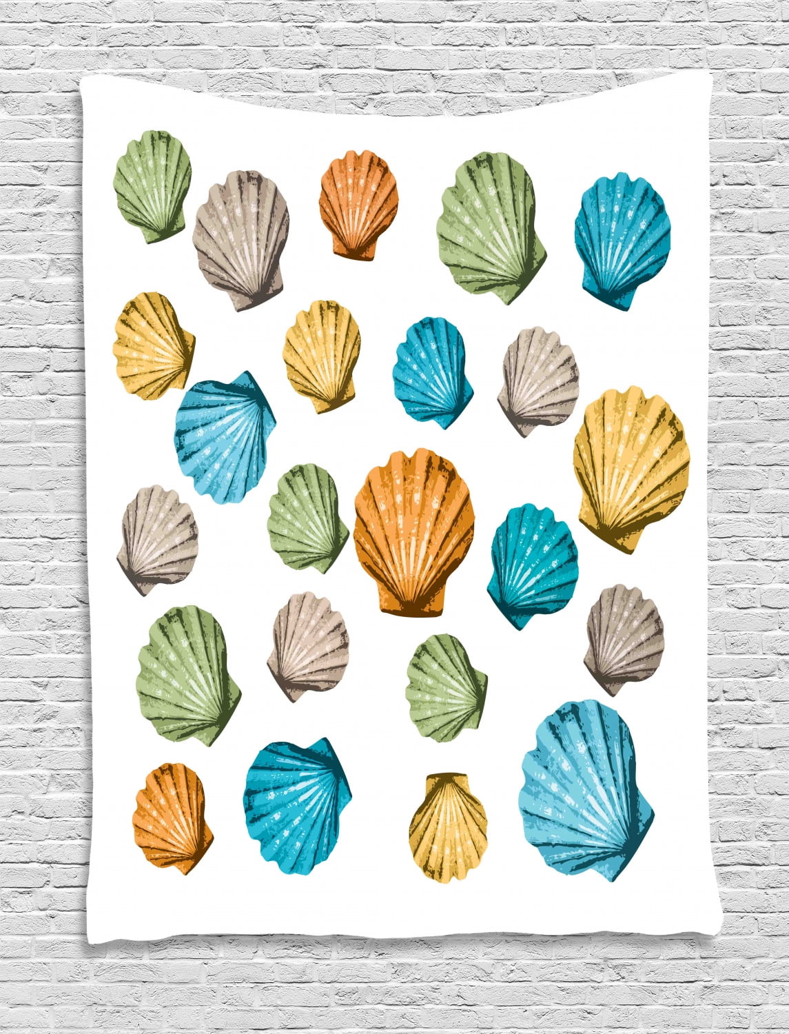 Shell Tapestry, Beautiful Sweet Pattern with Colorful Seashells Pretty ...
