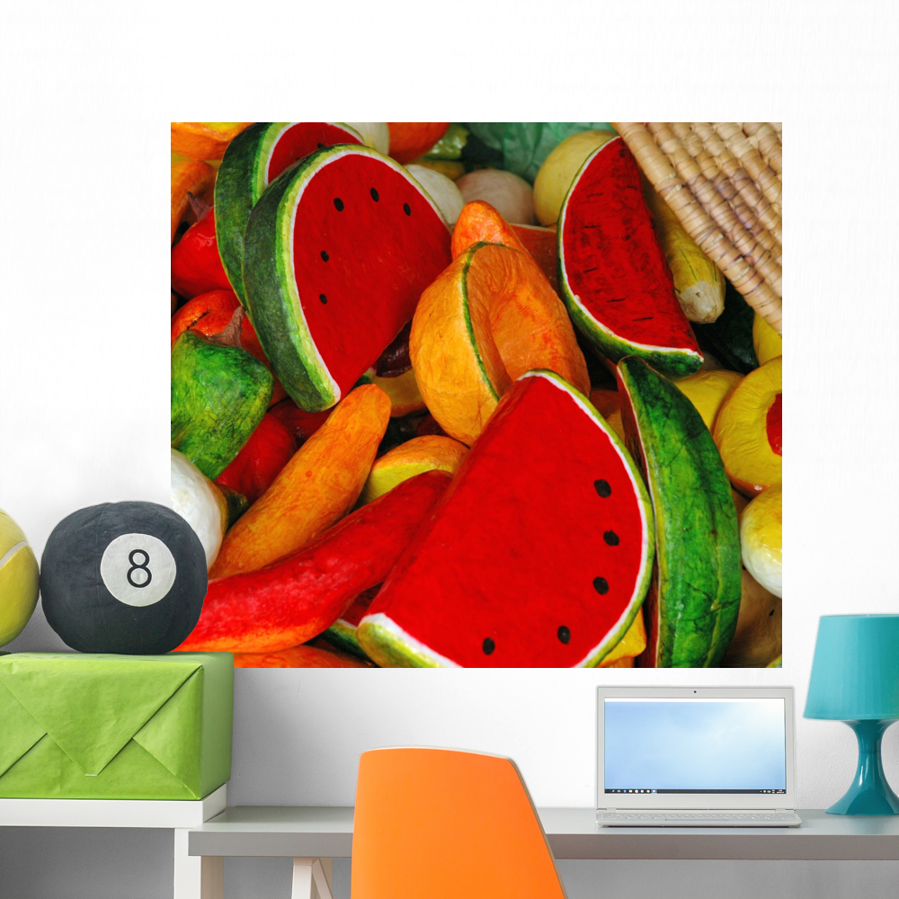 Paper Mache Fruit and Wall Mural by Wallmonkeys Peel and Stick Graphic ...