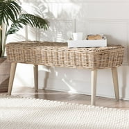 bali & pari Himari Rattan BOHO Bench, Natural Brown - Walmart.com
