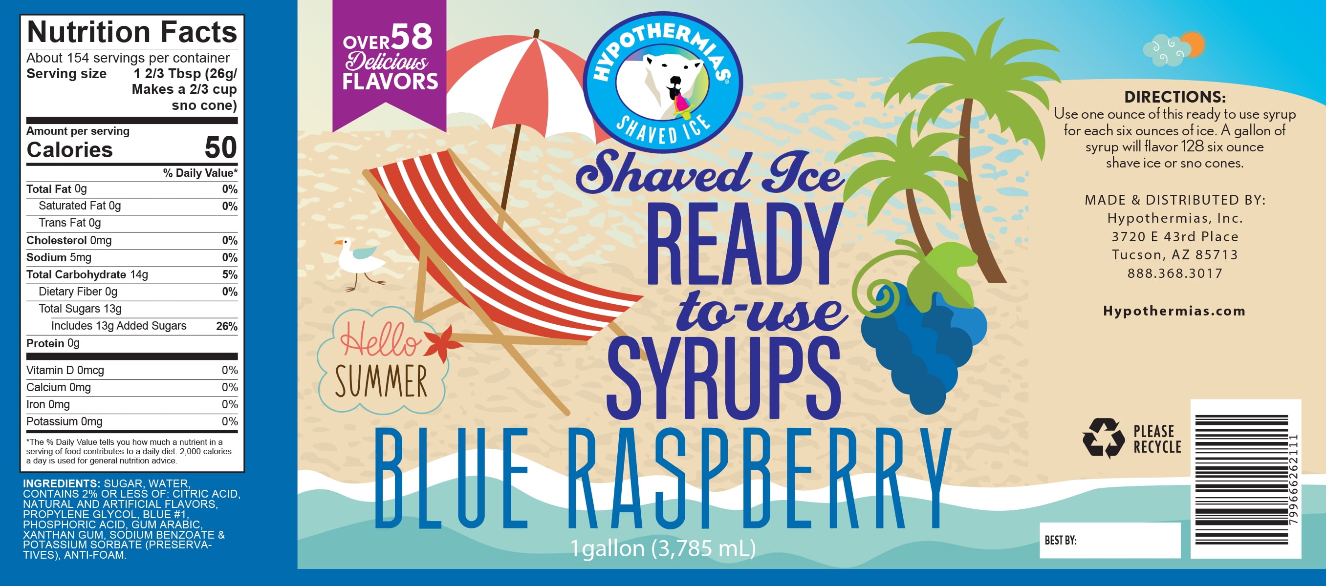 Blue Raspberry Ready to Use Hawaiian Shaved Ice or Snow Cone Syrup ...