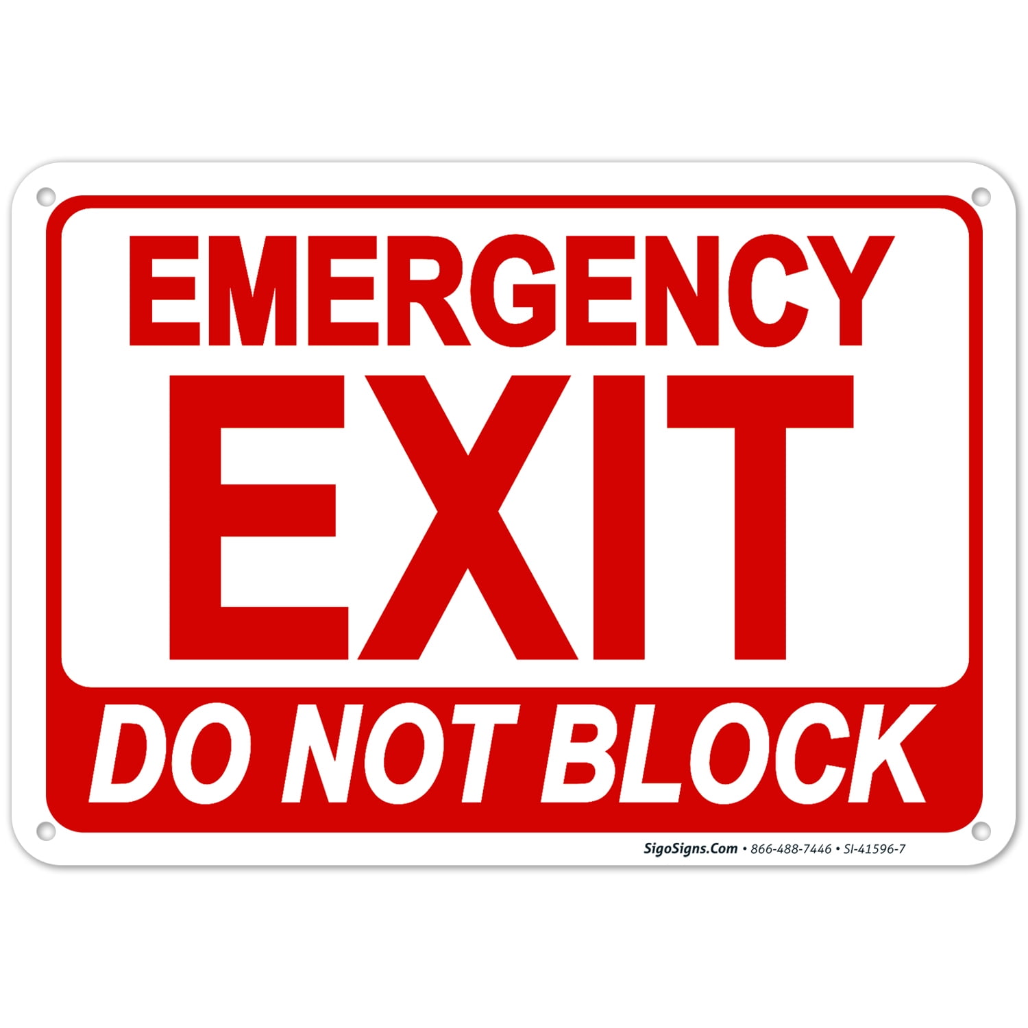 Emergency Exit, Do Not Block Sign, - Walmart.com
