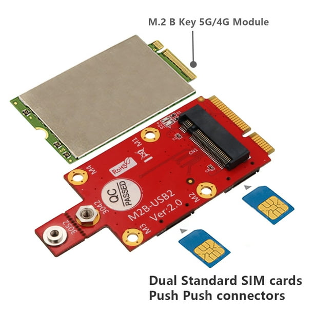 Adaptador M.2 Key B a Mini PCIe con 2 ranuras para tarjeta NANO SIM ...