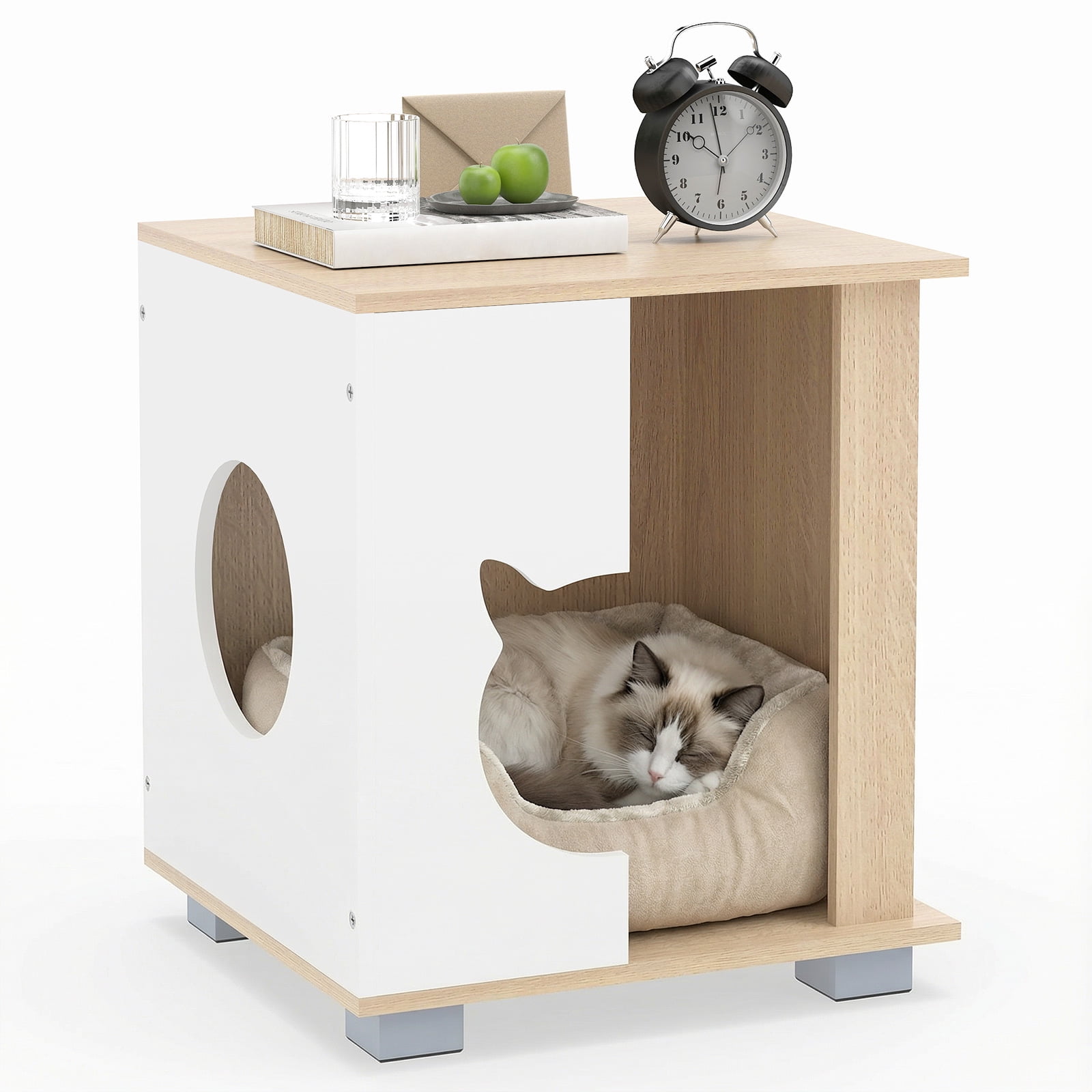 Click here for Gymax Cat Bed Side Table W/Head-Shaped Entry & Met... prices