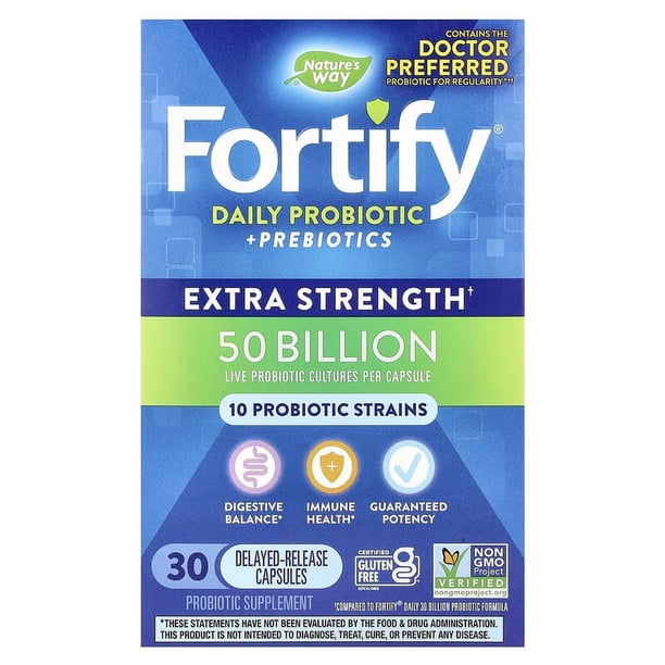 Nature's Way | Fortify Daily Probiotic + Prebiotic, 50 Billion Extra ...