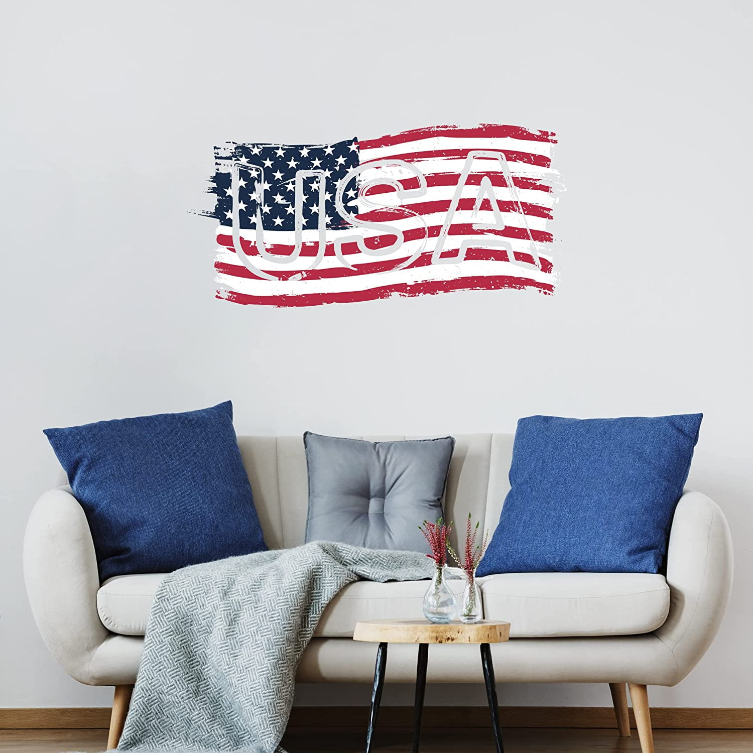 Grunge Distressed American Flag Wall Decals - Set of 4 Rustic USA Flag ...