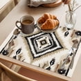 Boho Black Brown Placemats Set of 4, Cotton Linen Fabric Place Mats ...