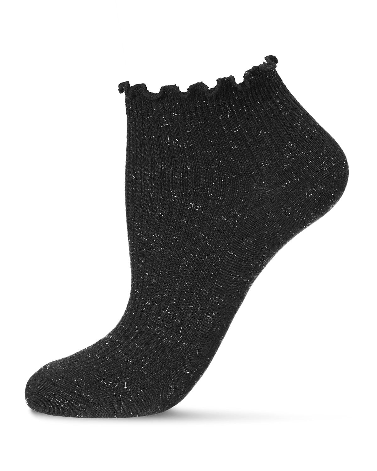 Memoi Sparkle Rib Scalloped Cuff Low Cut Socks Mens Male