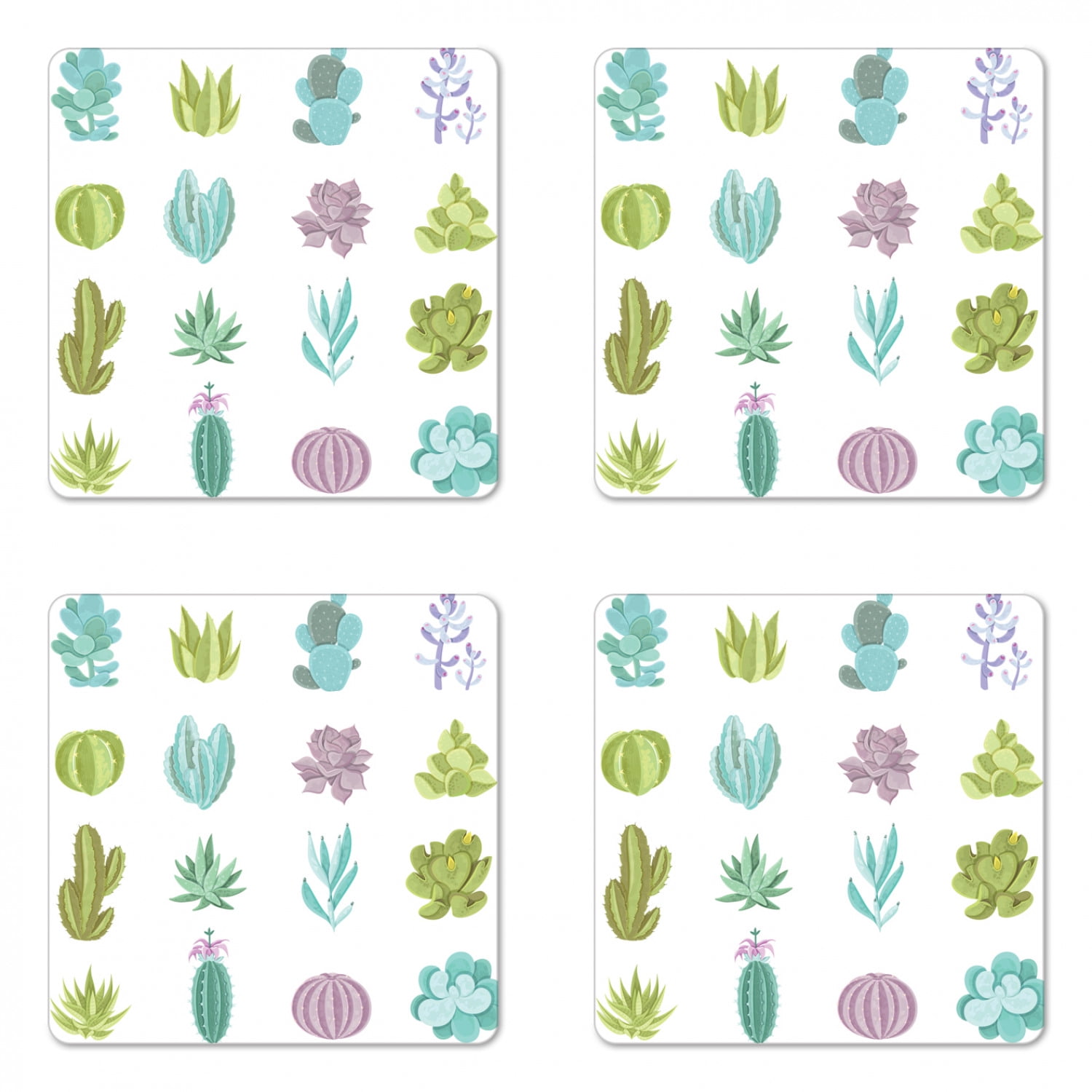 Exotic Coaster Set of 4, Various Saguaro Barbary Fig Prickly Pear ...