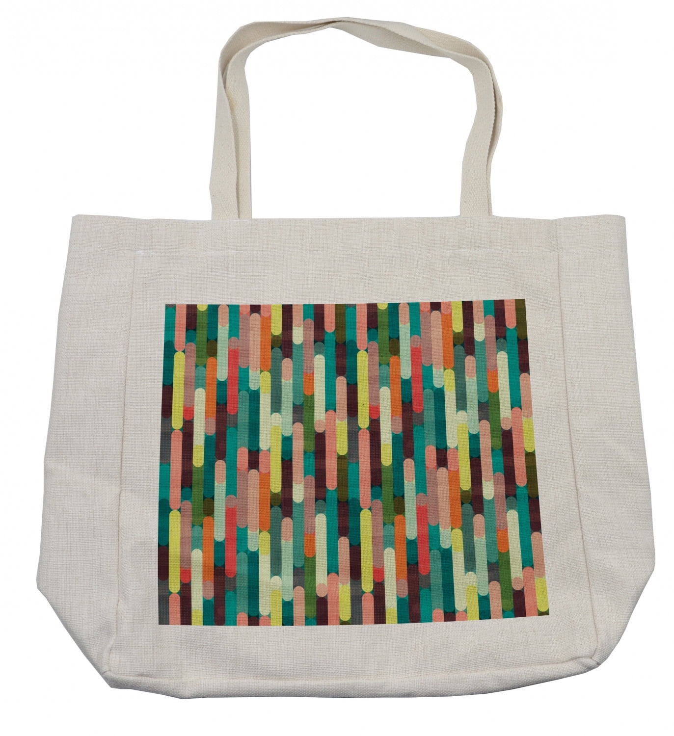 Retro Shopping Bag, Grunge Stripes Pattern with Colorful Composition ...