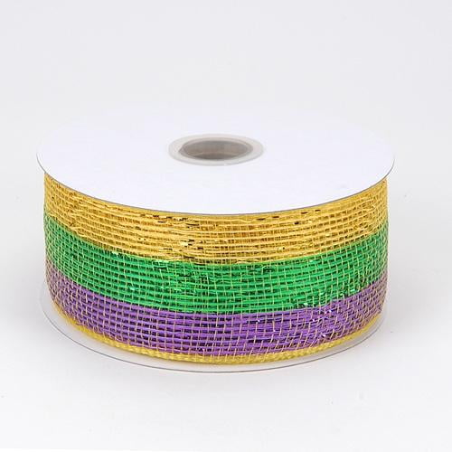 Metallic Deco Mesh Ribbons Mardi Gras ( 4 inch x 25 yards ) - Walmart.com