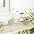 19" x 12" White Metal Bike Sculpture with Carved Wood Wheels, by ...