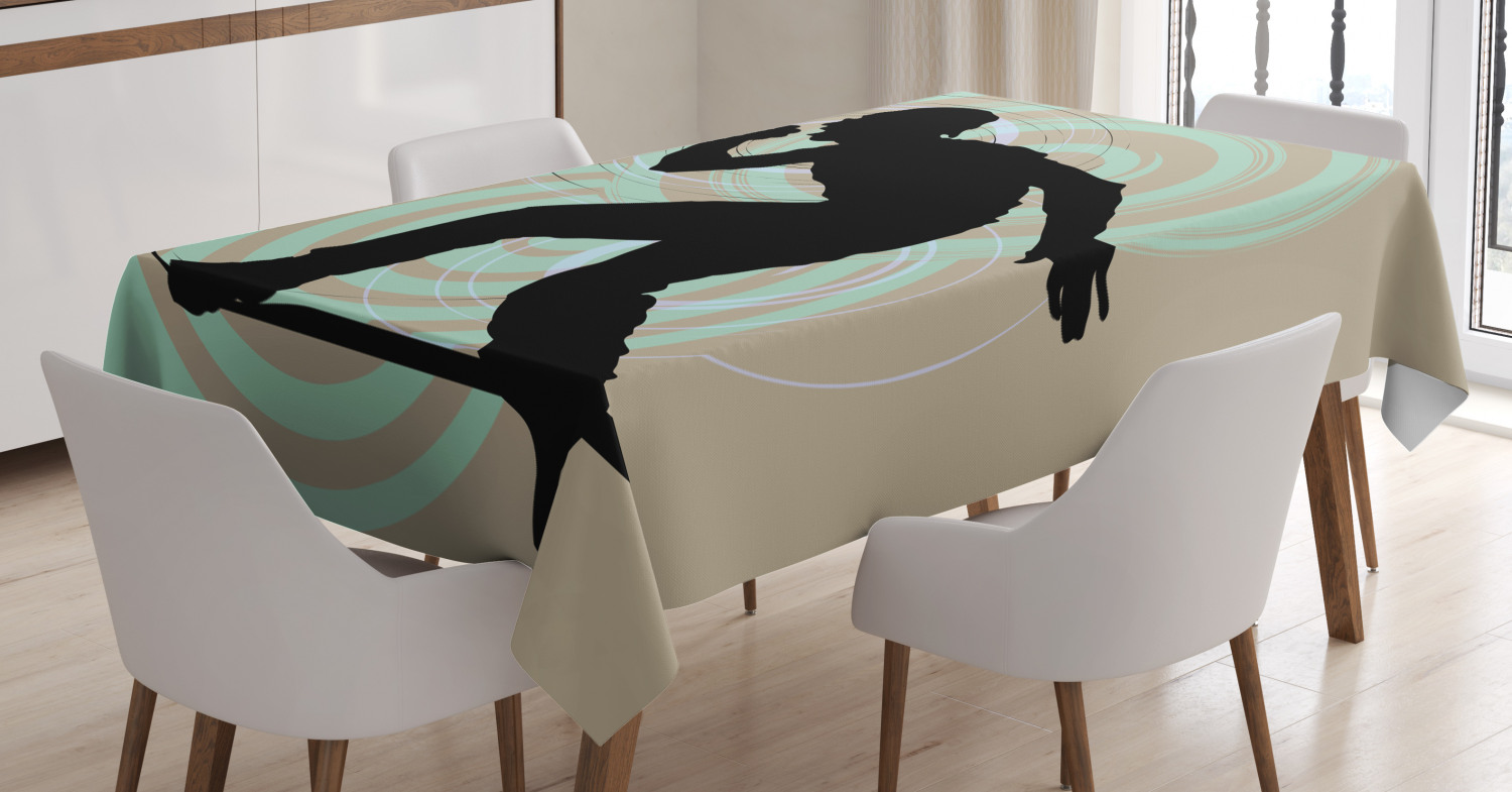 Hip Hop Tablecloth, Rap Musician with Microphone Silhouette Singing at ...
