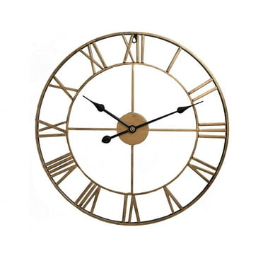 HOMCOM 36 Inch Large Wall Clock, Silent Non Ticking Wood Metal ...