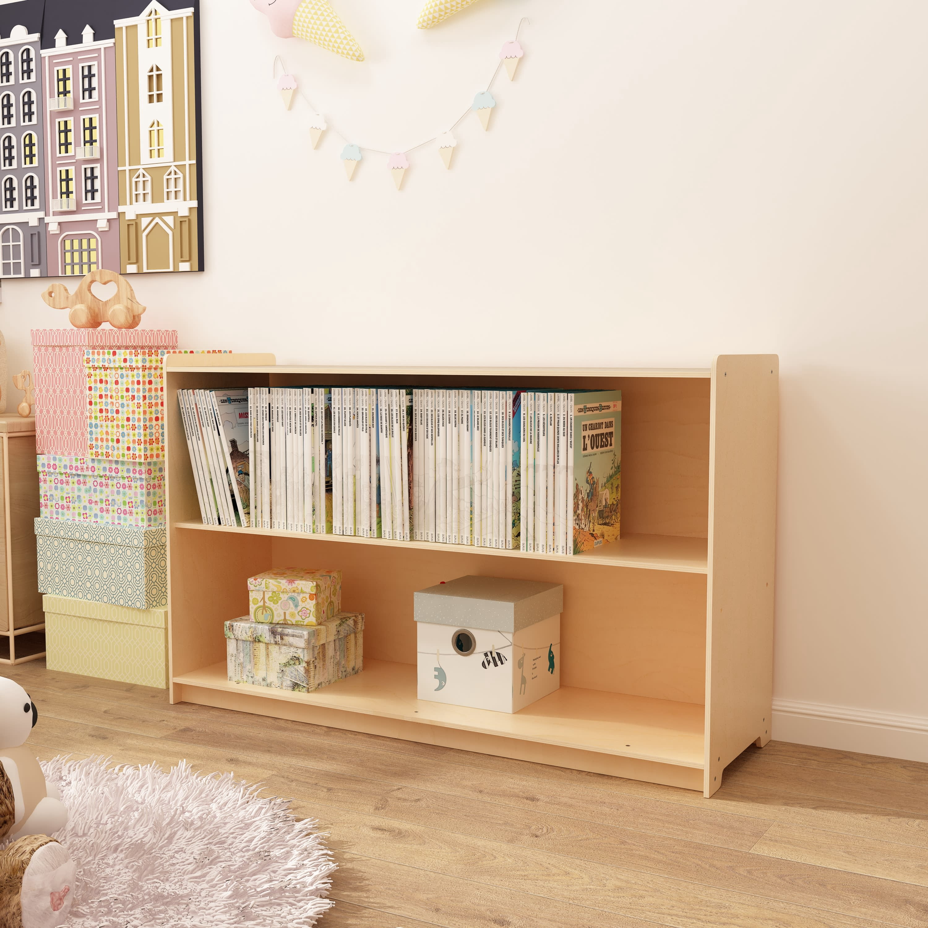 HBCY Creations 3 Section Storage Shelf - Engineered Wood Construction ...