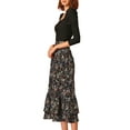 Allegra K Womens Printed Skirt Chiffon Elastic Waist Ruffle Tiered