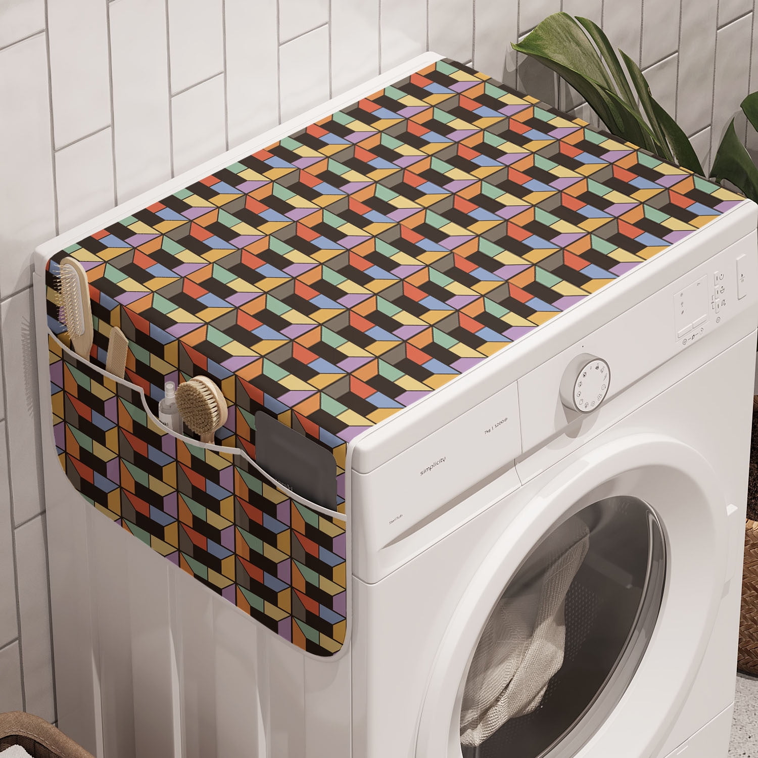 Geometric Washing Machine Organizer, Colorful Modern Repetition of ...
