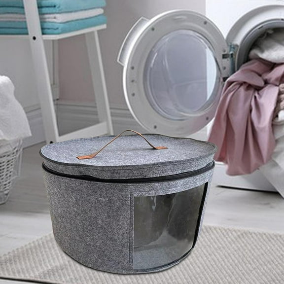 Felt Cloth Storage Bucket with Dust Lid Foldable large Visible Window ...