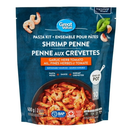 Great Value Garlic Herb Tomato Shrimp Penne Pasta Kit, 600 g - Walmart.ca