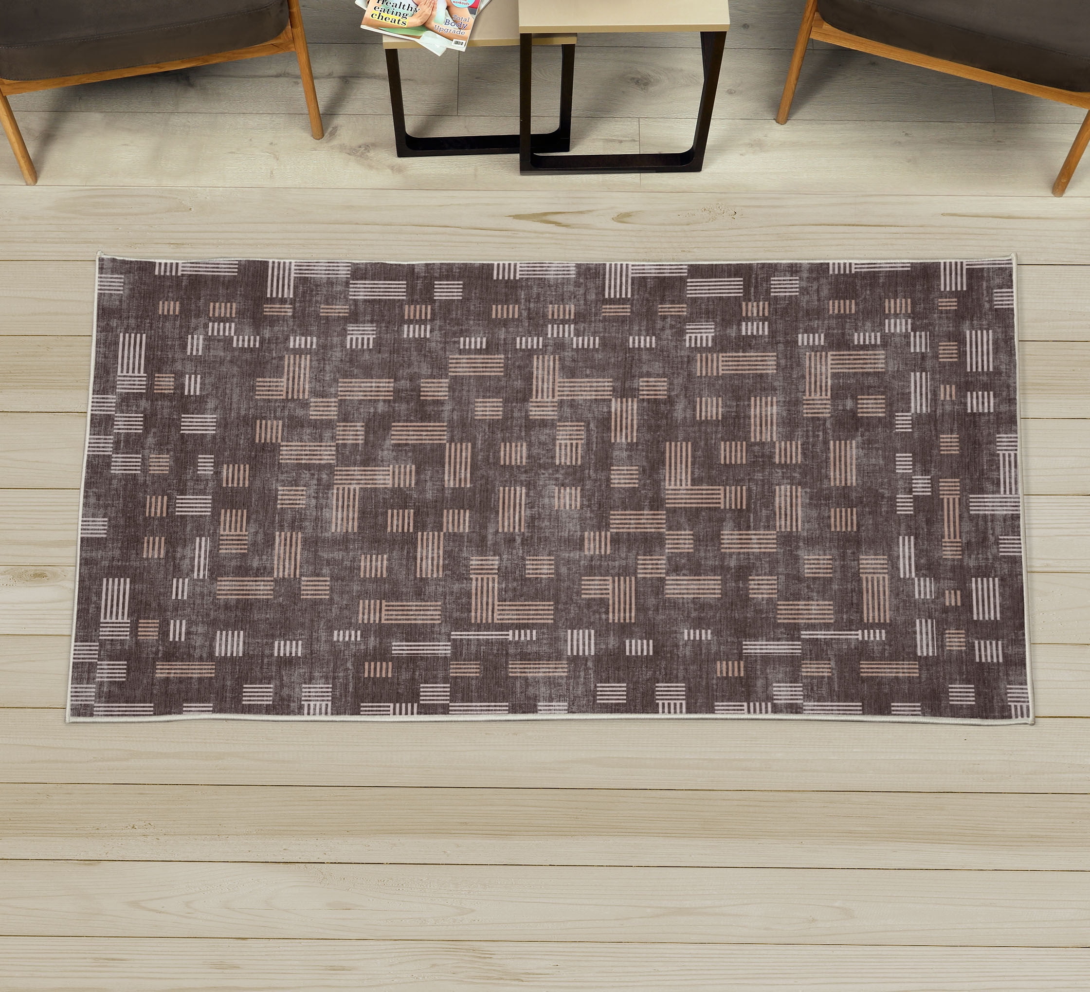 Modern Decorative Rug, Geometric Themed Design Squares by Bars ...