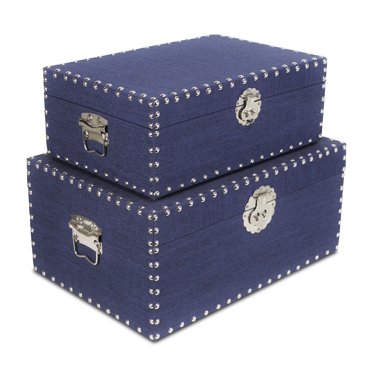 Nearly Natural Decorative White Wash Storage Boxes-Trunks with Metal ...