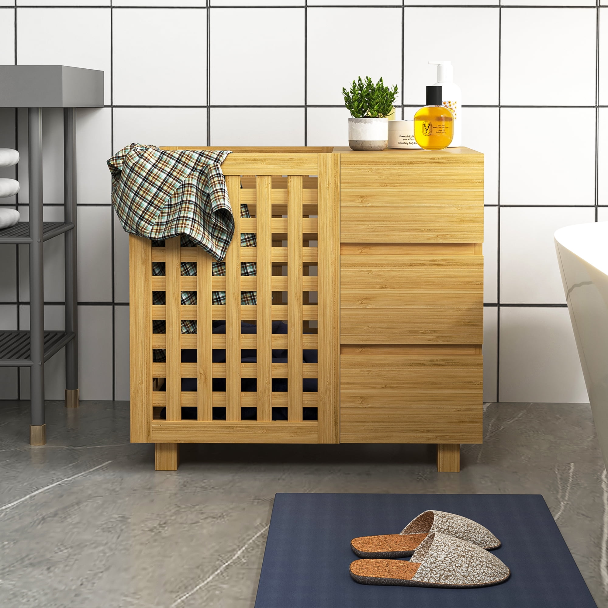 Topcobe 3 Drawers Dirty Clothes Hamper for Living Room Bedroom, Modern ...