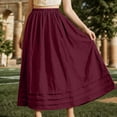 Ahabrexf Midi Skirt Solid Color Button Pocket Casual Half Length for ...