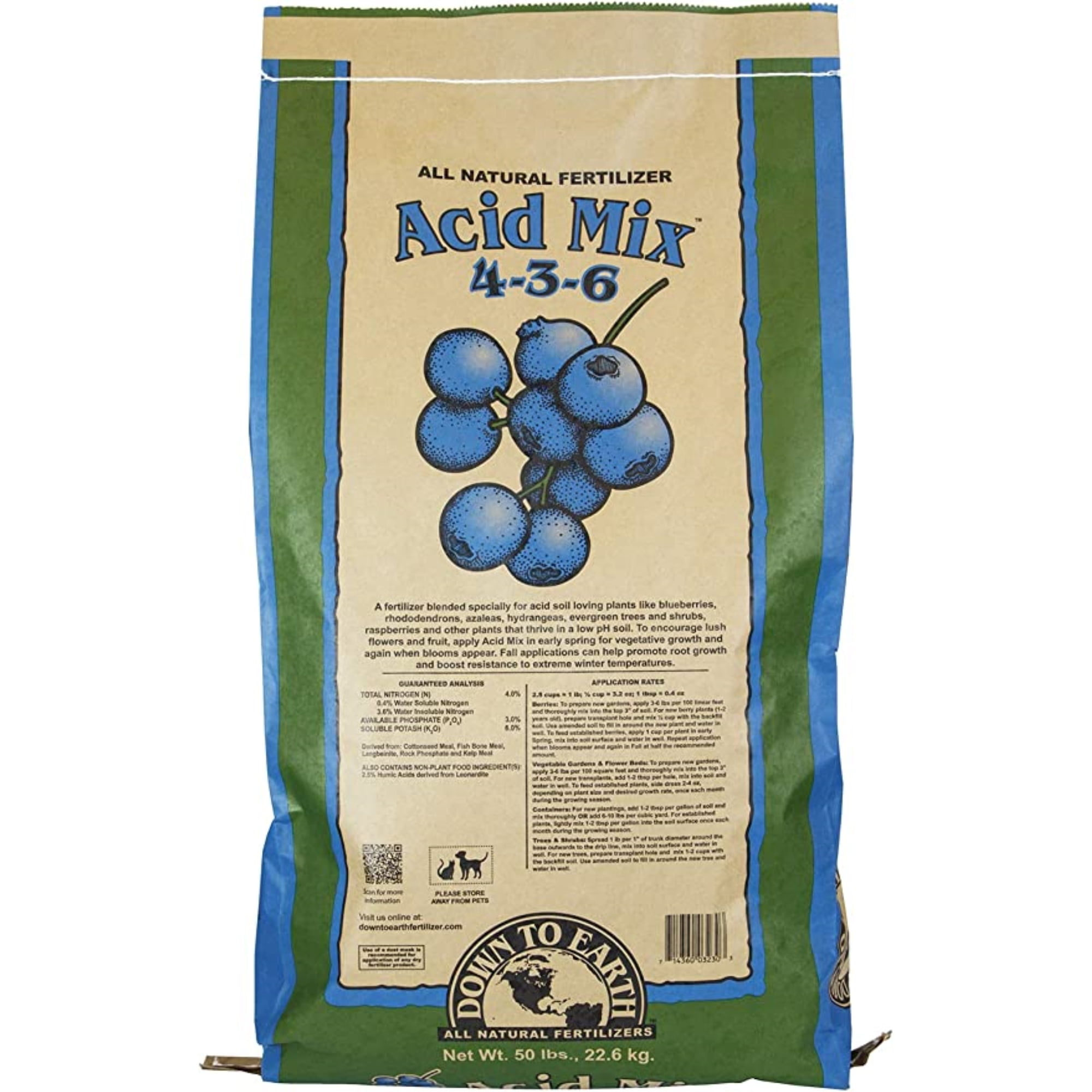 Down To Earth All-Natural Acid Mix Fertilizer 4-3-6, 50 lb. - Walmart.com