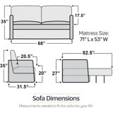 Qualitex Ridgeline PS Pull-Out RV Sleeper Sofa, 68" Wide, Fabric ...