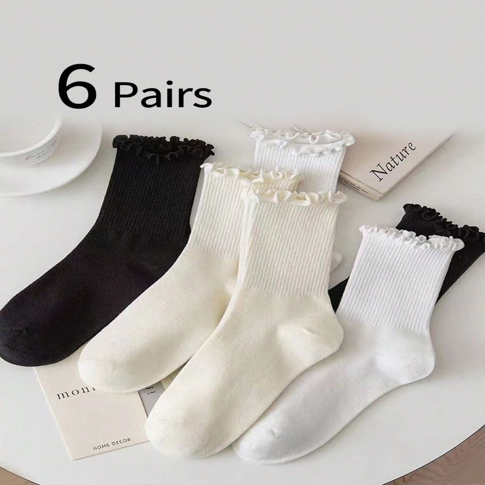 Click here for Yoptop 6pairs Girls & Teens Solid Color Ruffle Tri... prices