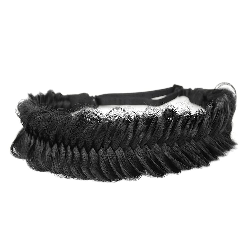 DIGUAN Wide Fishtail 2 Strands Synthetic Hair Braided Headband Classic ...