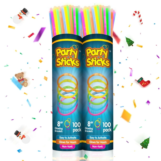 Party Sticks 200 Glow Sticks | 8" Holiday Glow in the Dark Party ...