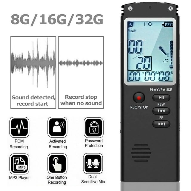 Voice Activated Mini Digital Sound Audio Recorder Dictaphone MP3 Player ...