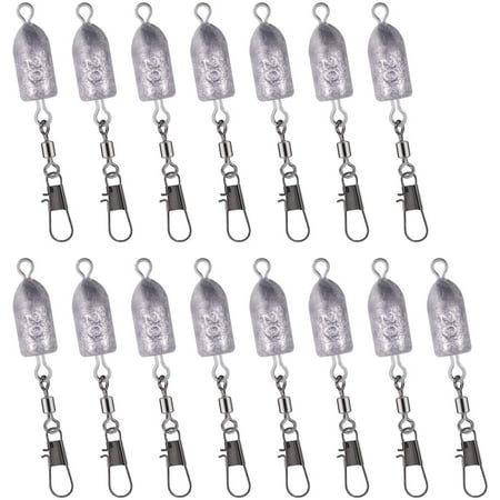 Fishing Weights Bullet Sinker Rolling Swivel with Interlock Snap Connector Inline and Green ...
