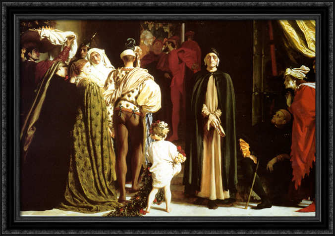 Dante in Exile 40x28 Large Black Ornate Wood Framed Canvas Art by Lord ...