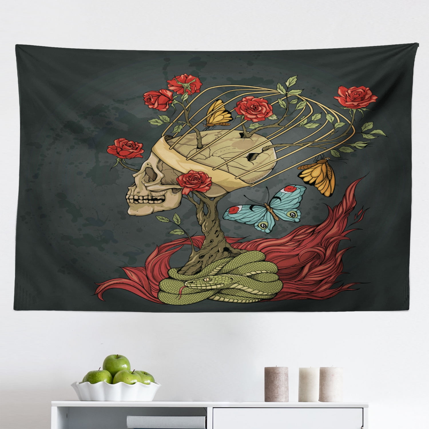 Nautical Tapestry, Marine Pattern with Stripes Anchors Sailor Navy ...