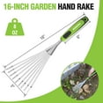 16" Hand Rake, Heavy Duty Stainless Steel Garden Rake with Soft Handle ...