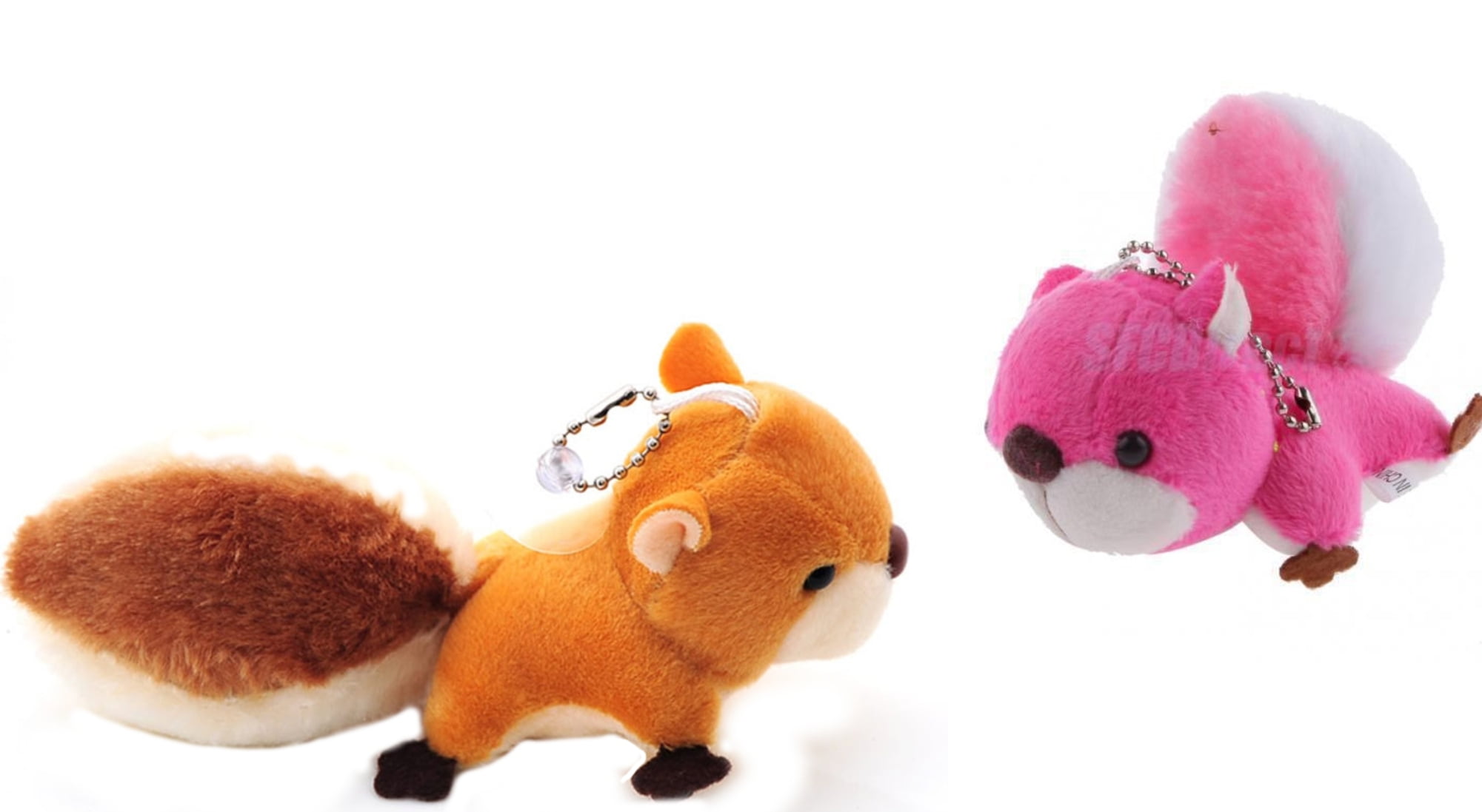 Two Piece Set Plush Fluffy Big Tail Squirrel Keychain Window Sticker ...