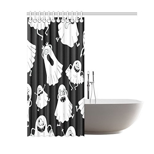Gckg Funny Halloween Ghost Shower Curtain Black And White Polyester