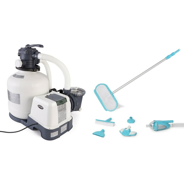 Intex 3000 GPH Above Ground Pool Sand Filter Pump & Deluxe Maintenance ...